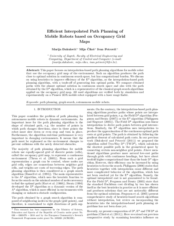 Pdf Efficient Interpolated Path Planning Of Mobile Robots Based On