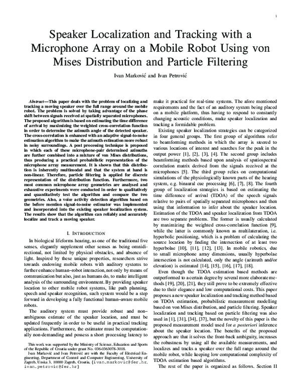 (PDF) Speaker localization and tracking with a microphone array on a mobile robot using von ...