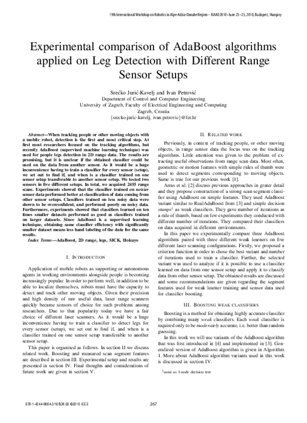 (PDF) Experimental comparison of AdaBoost algorithms applied on leg detection with different ...