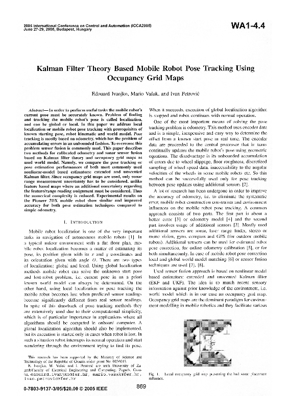 Pdf Kalman Filter Theory Based Mobile Robot Pose Tracking Using