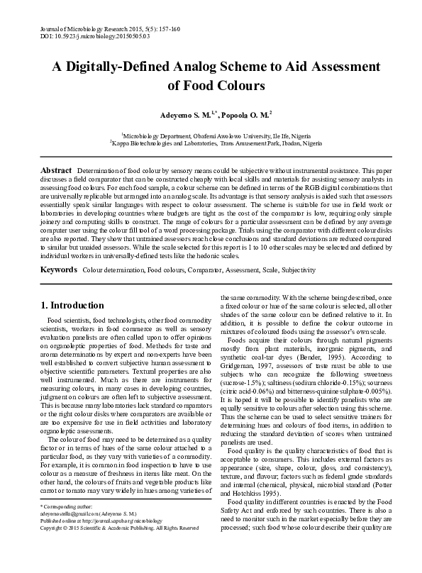 (PDF) Exposure assessment to food colours