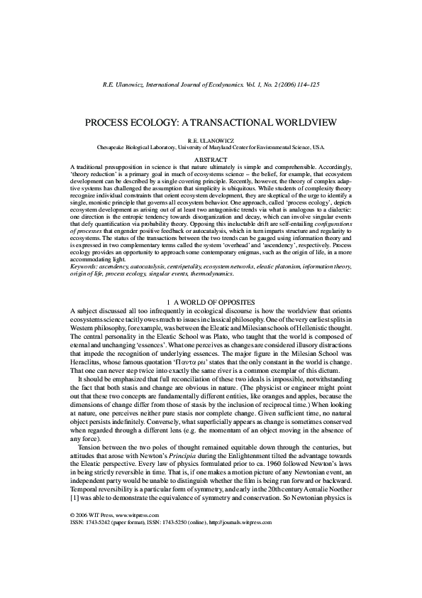 (PDF) Process ecology