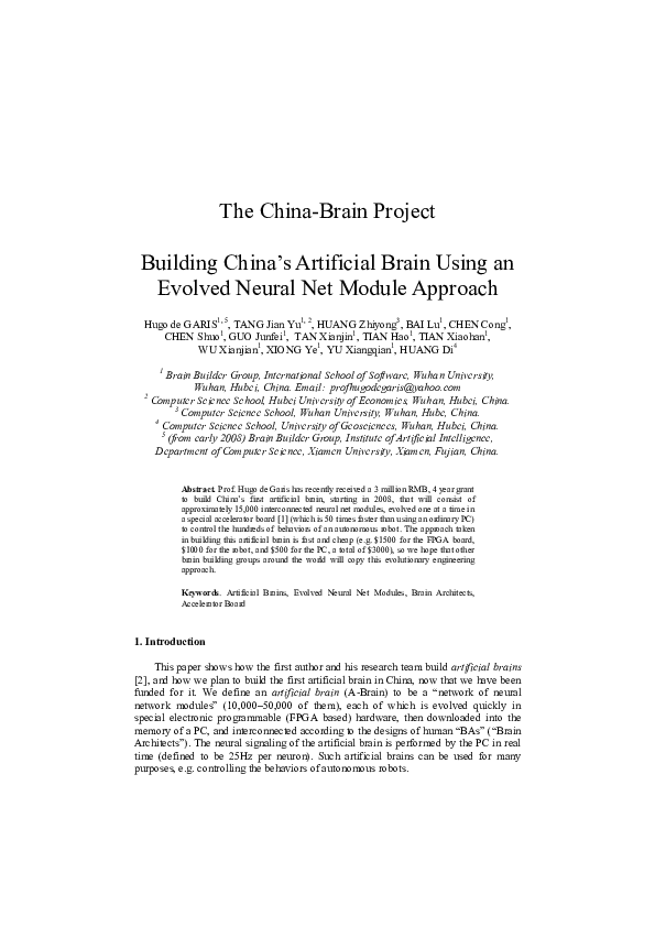 (PDF) The China-Brain Project: Building China's Artificial Brain Using ...