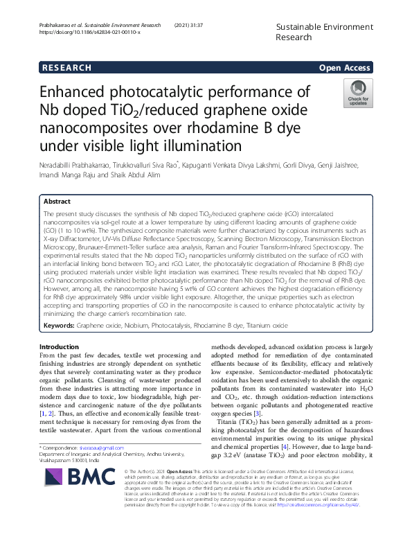 (PDF) Enhanced photocatalytic performance of Nb doped TiO2/reduced ...