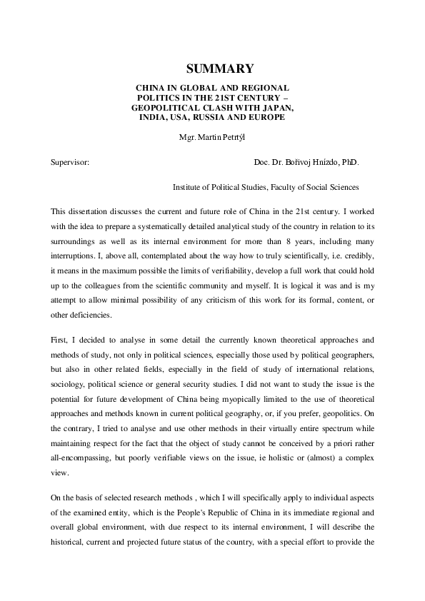 (PDF) China in Global and Regional policy in the 21st Century ...