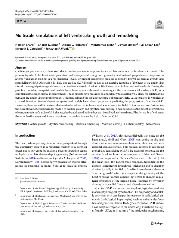 (PDF) Multiscale simulations of left ventricular growth and remodeling | Joy Mojumder - Academia.edu