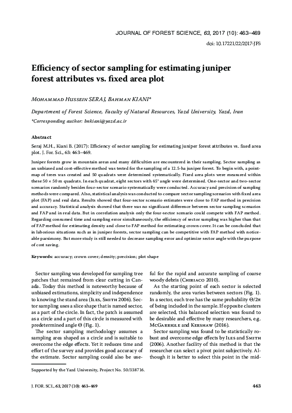(PDF) Efficiency of sector sampling for estimating juniper forest ...