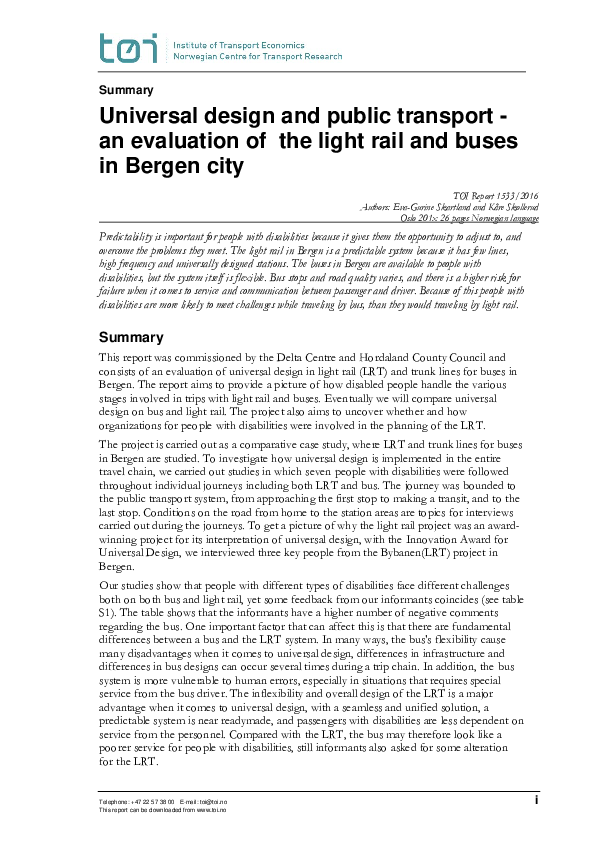 (PDF) Universal design and public transport - an evaluation of the ...