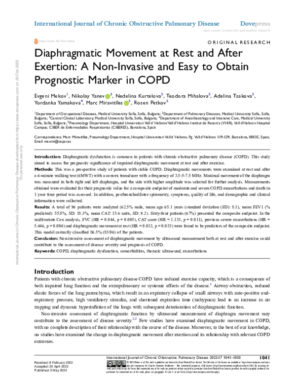 (PDF) Diaphragmatic Movement at Rest and After Exertion: A Non-Invasive ...