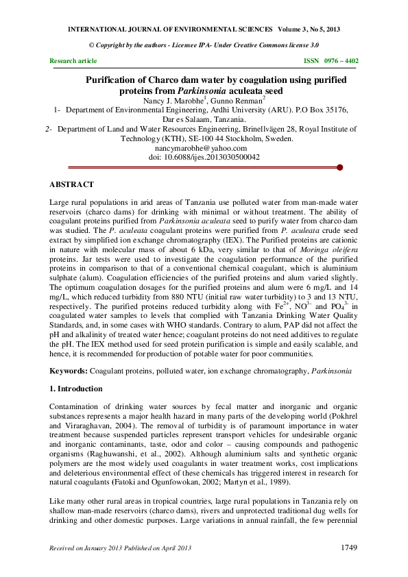 (PDF) A non-ionic water soluble seed-gum from Parkinsonia aculeata