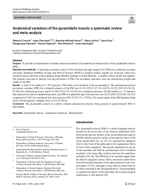 (PDF) Anatomical variations of the pyramidalis muscle: a systematic ...