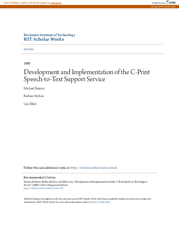 (PDF) Development and implementation of the C-Print speech-to-text ...