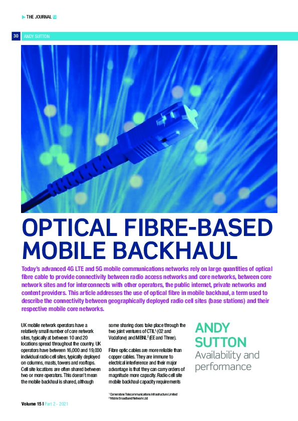 (PDF) Optical Fibre in Mobile Backhaul for 4G and 5G Networks