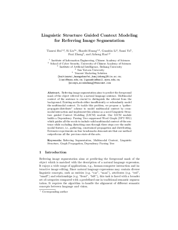 Pdf Linguistic Structure Guided Context Modeling For Referring Image Segmentation