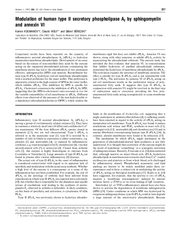 (PDF) Modulation of human type II secretory phospholipase A2 by ...