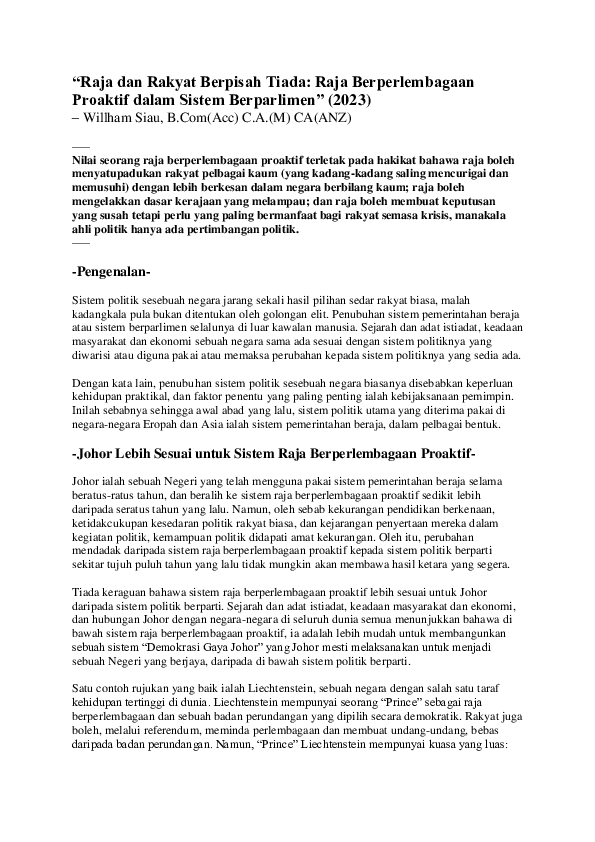 (PDF) Raja dan Rakyat Berpisah Tiada: Raja Berperlembagaan Proaktif ...