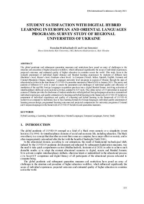 (PDF) Student Satisfaction with Digital Hybrid Learning in European and ...