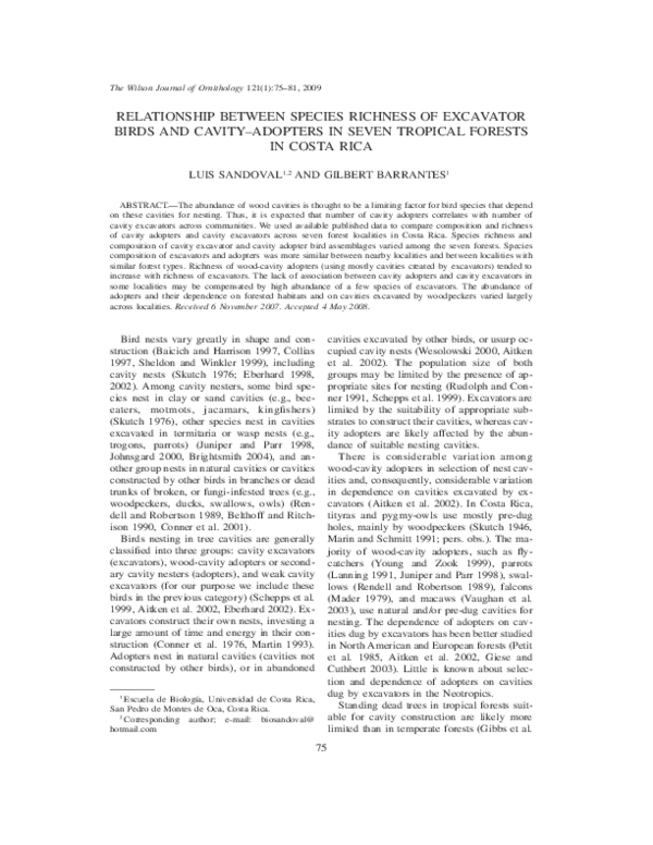 (PDF) Relationship between Species Richness of Excavator Birds and ...