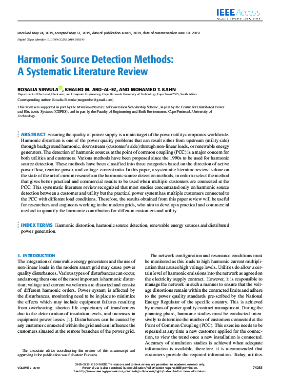 (PDF) Harmonic Source Detection Methods: A Systematic Literature Review