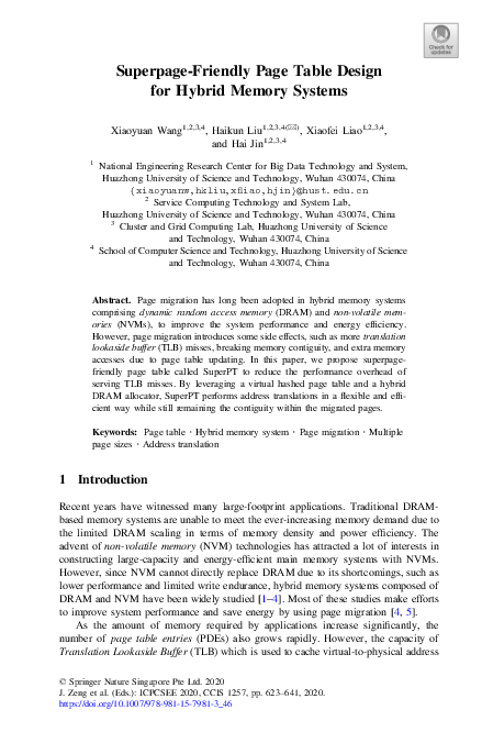 (PDF) Superpage-Friendly Page Table Design for Hybrid Memory Systems