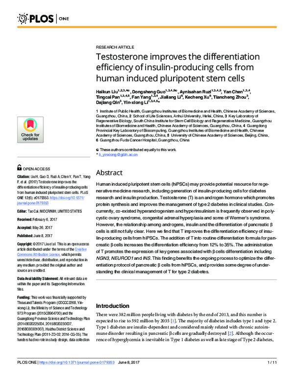 (PDF) Testosterone improves the differentiation efficiency of insulin ...
