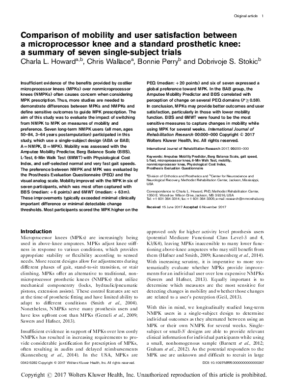 (PDF) Comparison of mobility and user satisfaction between a ...