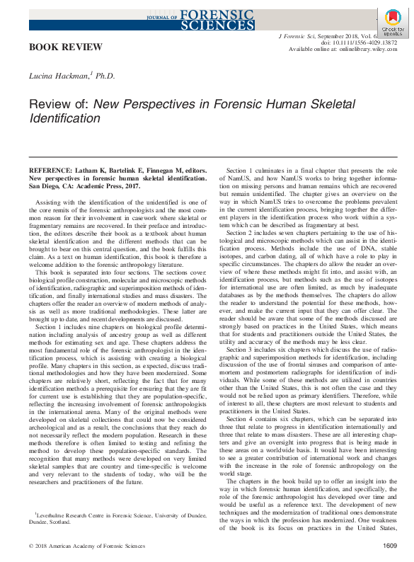 (PDF) Review of New Perspectives in Forensic Human Skeletal Identification