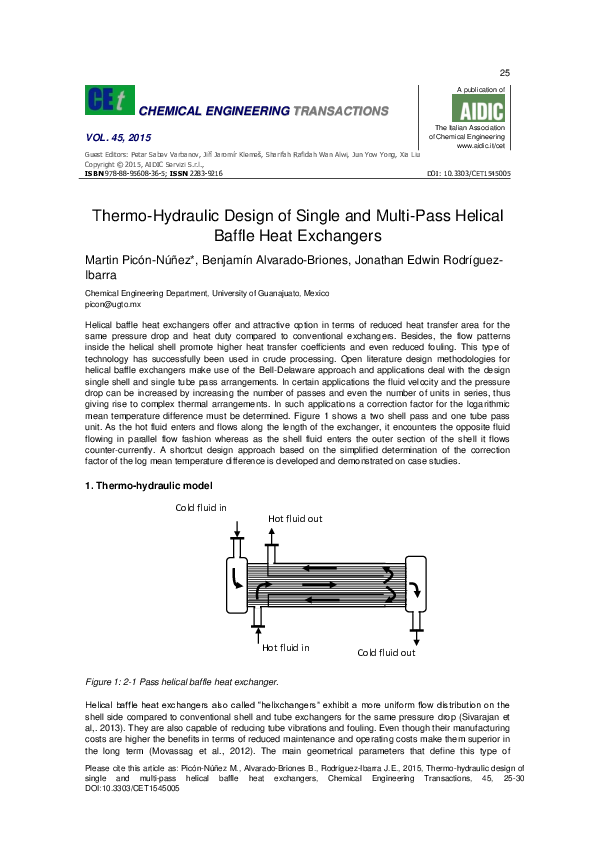 (PDF) Thermo-hydraulic design of single and multi-pass helical baffle ...