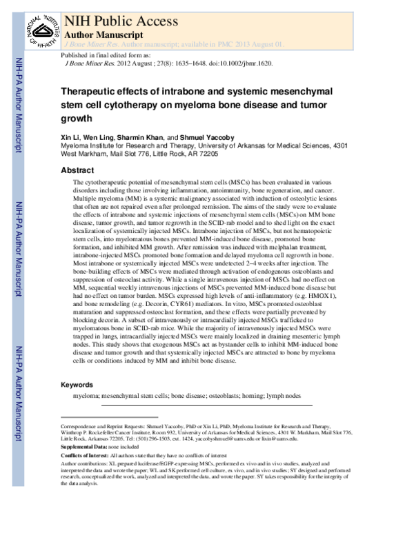 (PDF) Therapeutic effects of intrabone and systemic mesenchymal stem ...