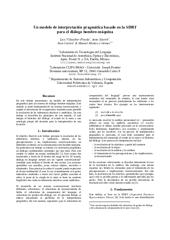 (PDF) Un modelo de interpretación pragmática basado en la SDRT para el ...