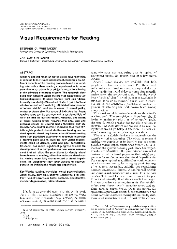 (PDF) Visual Requirements for Reading | Heriberto Moreno Islas ...