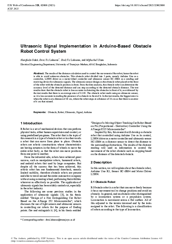 (PDF) Ultrasonic Signal Implementation in Arduino-Based Obstacle Robot ...