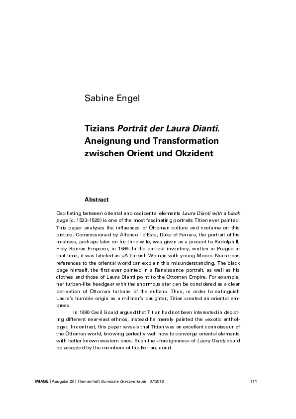 (PDF) Tizians PORTRÄT DER LAURA DIANTI. Aneignung und Transformation ...