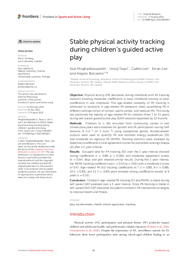 (PDF) Stable physical activity tracking during children's guided active ...