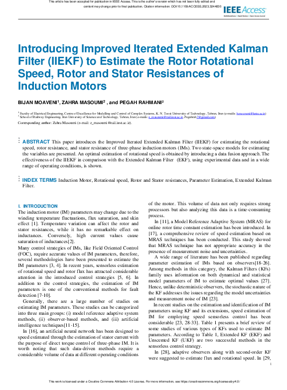 Pdf Introducing Improved Iterated Extended Kalman Filter Iiekf To