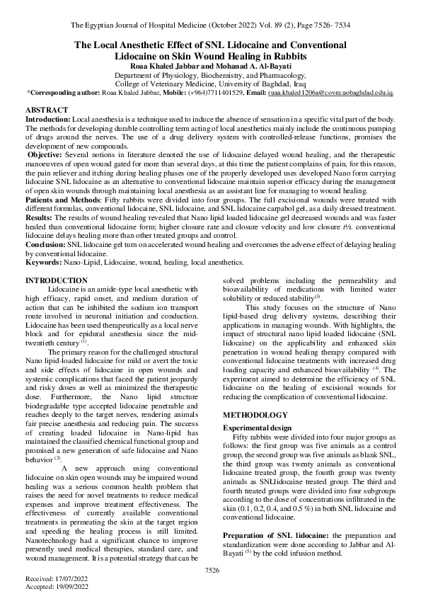 (PDF) The Local Anesthetic Effect of SNL Lidocaine and Conventional ...