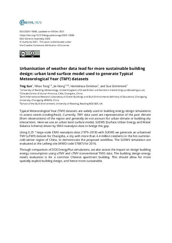 (PDF) Urbanisation of weather data lead for more sustainable building ...