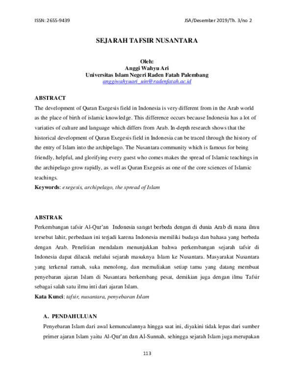 (PDF) Sejarah Tafsir Nusantara