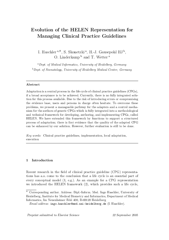 Evolution of the HELEN Representation for Managing Clinical Practice Guidelines