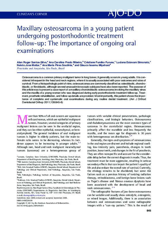 (PDF) Maxillary osteosarcoma in a young patient undergoing ...
