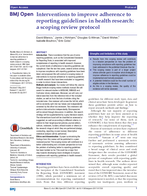 (PDF) Interventions to improve adherence to reporting guidelines in ...
