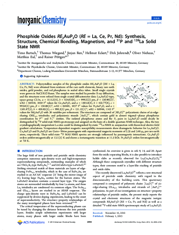 (PDF) Phosphide Oxides RE2AuP2O (RE = La, Ce, Pr, Nd): Synthesis ...