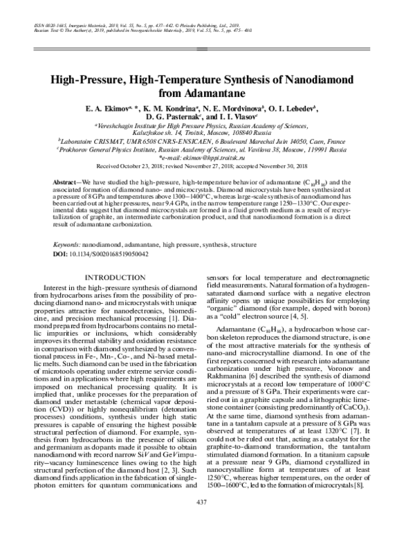 (PDF) High-Pressure High-Temperature Synthesis of Nanostructural Magnesium Diboride for ...