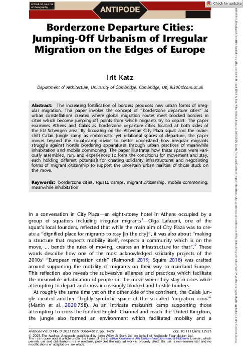 (PDF) Borderzone Departure Cities: Jumping-Off Urbanism of Irregular Migration on the Edges of ...