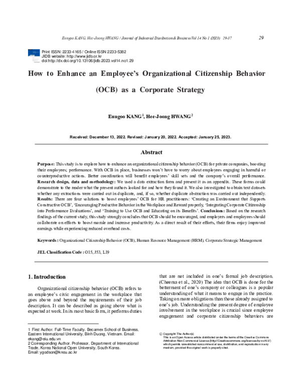(PDF) How to Enhance an Employee's Organizational Citizenship Behavior ...