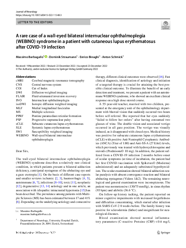 (PDF) A rare case of a wall-eyed bilateral internuclear ophthalmoplegia ...