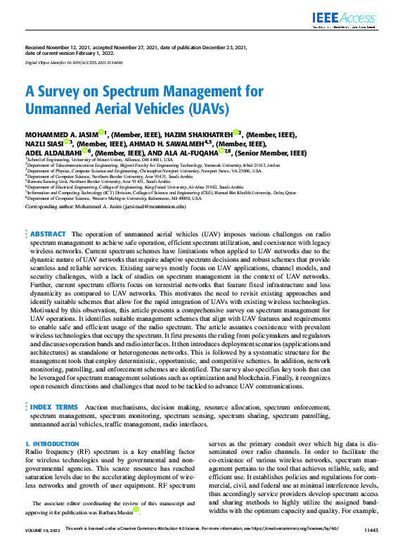 (PDF) A Survey on Spectrum Management for Unmanned Aerial Vehicles (UAVs)