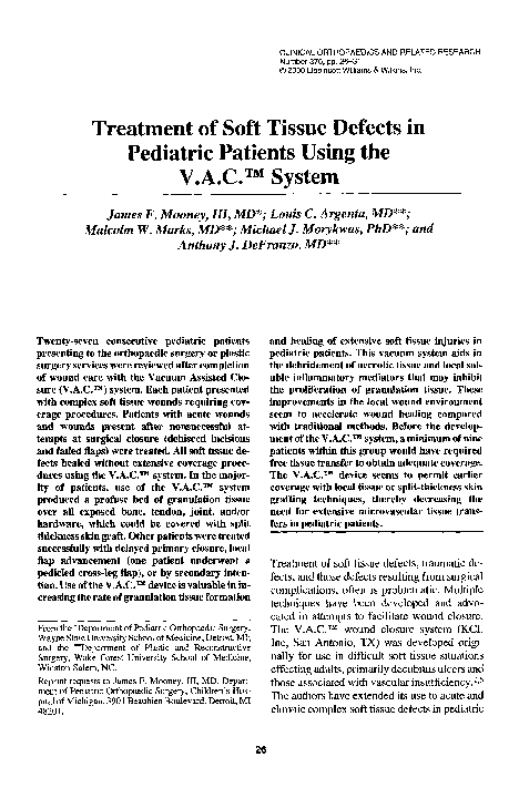 (PDF) Treatment of Soft Tissue Defects in Pediatric Patients Using the ...