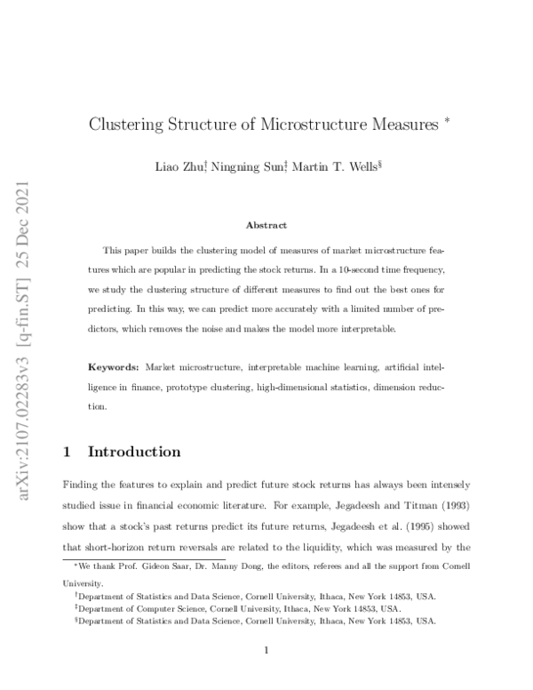 (PDF) Clustering Structure of Microstructure Measures