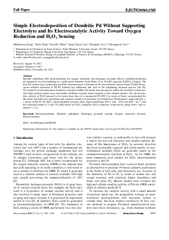 (PDF) Simple Electrodeposition of Dendritic Pd Without Supporting Electrolyte and Its ...